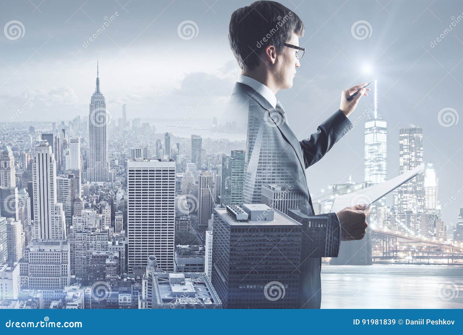 Man with Document Drawing Something Stock Image - Image of people ...