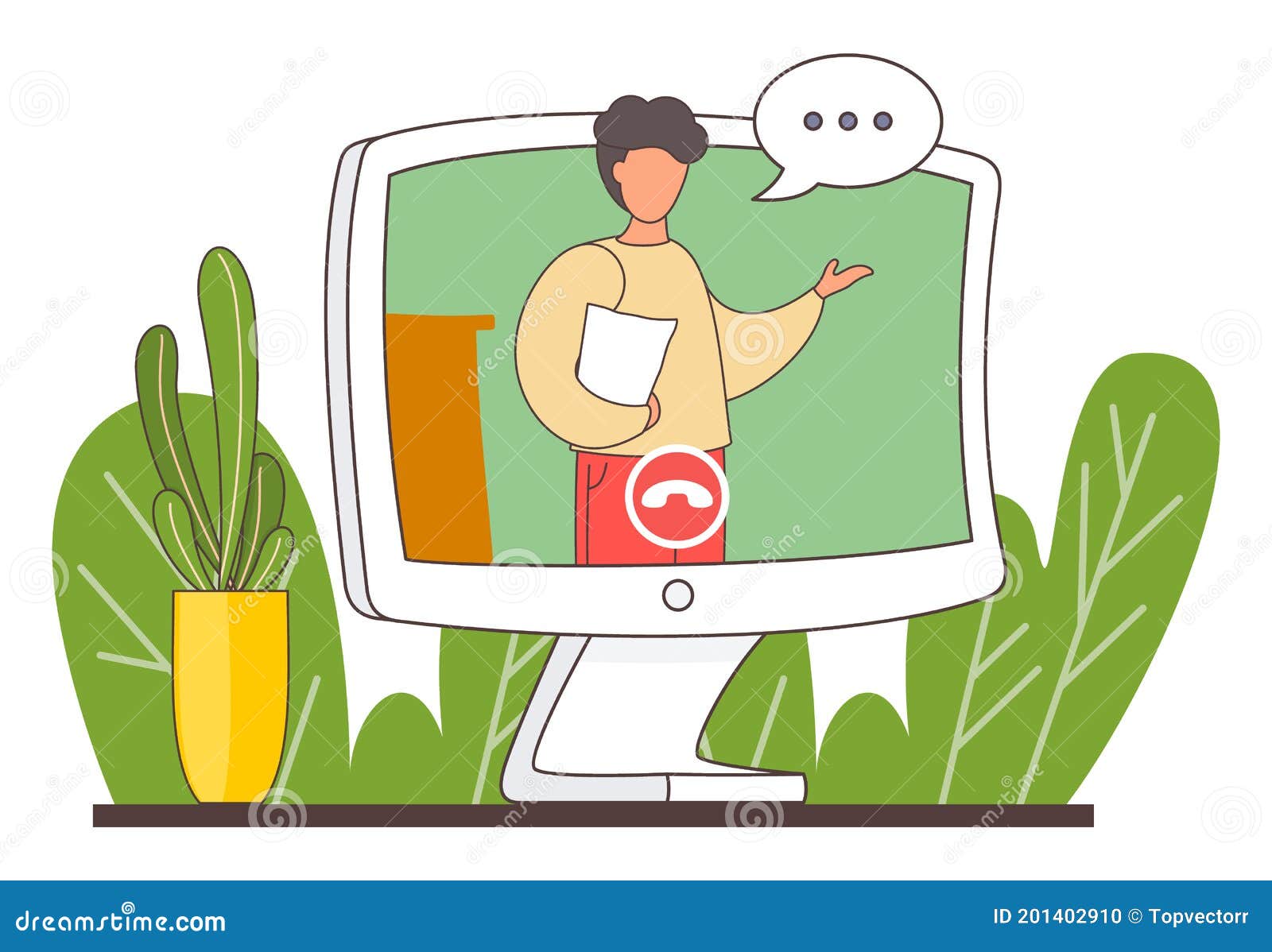 Man with Document Talking through Videocall, Video Conference at ...