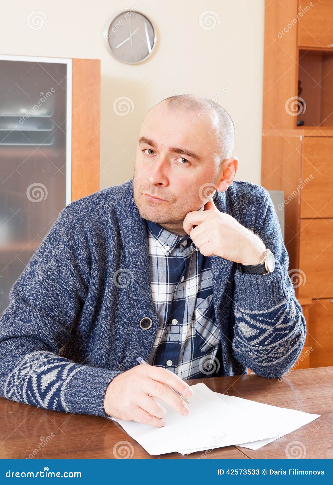 Man with documents at home stock image. Image of domestic - 42573533