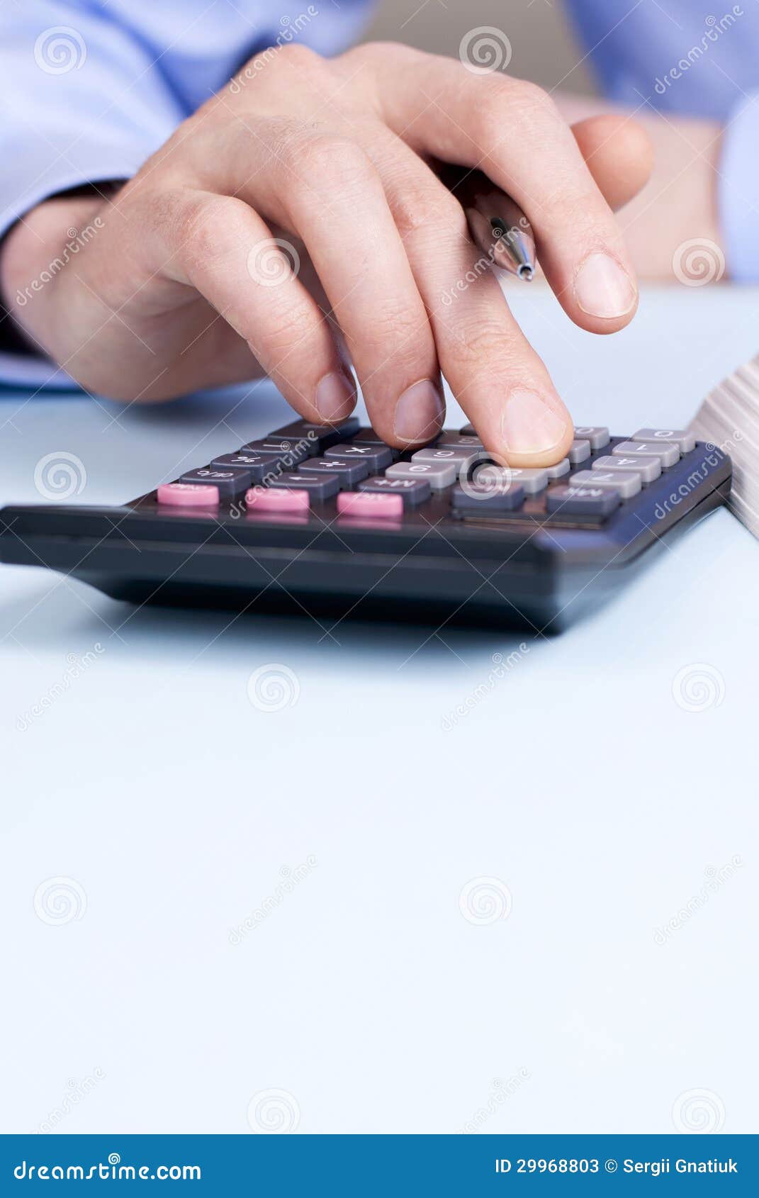 Hand and a calculator stock image. Image of label, conference - 29968803