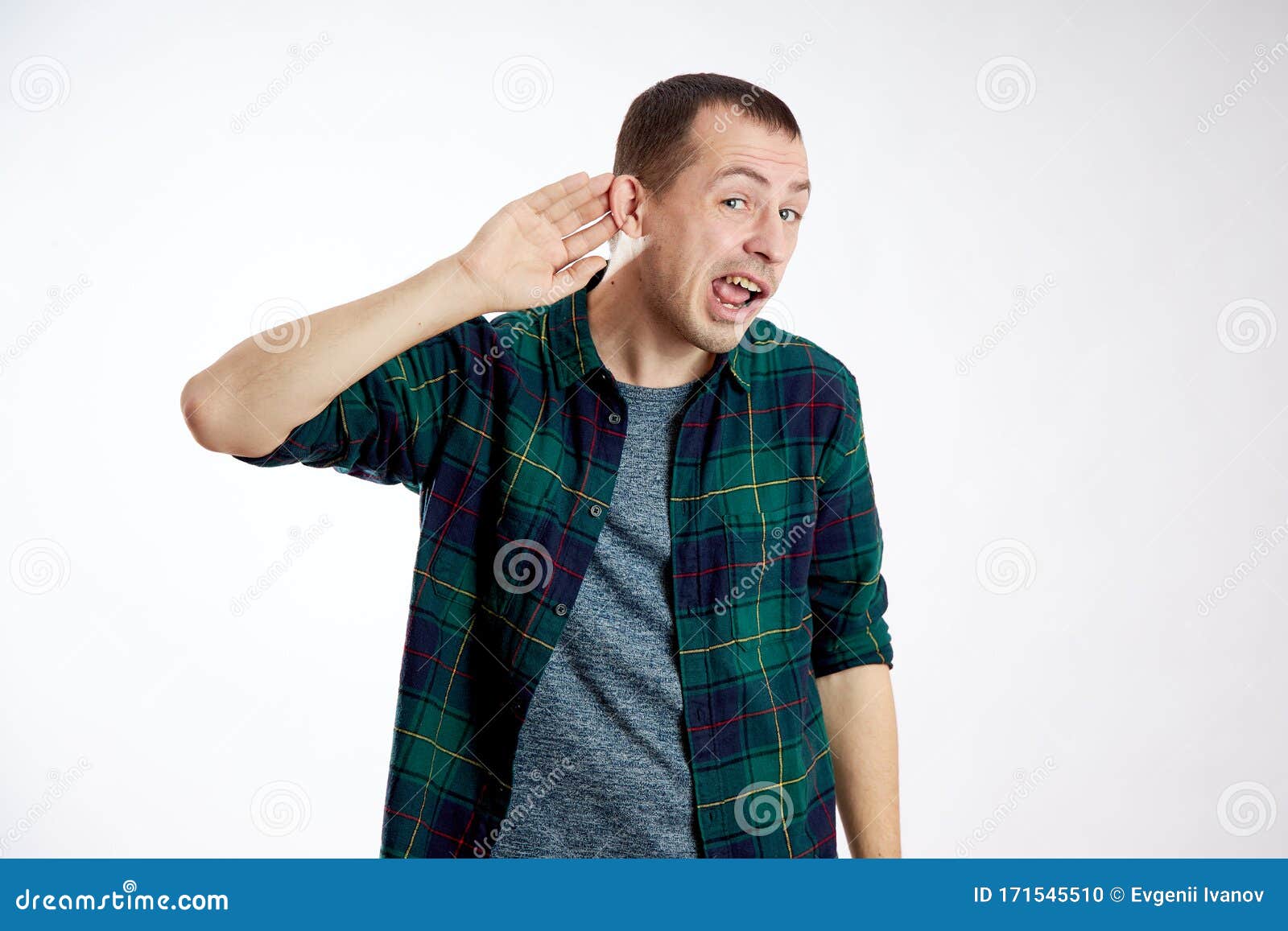 Man Does Not Hear Well, Makes Gestures with His Hands Stock Photo ...