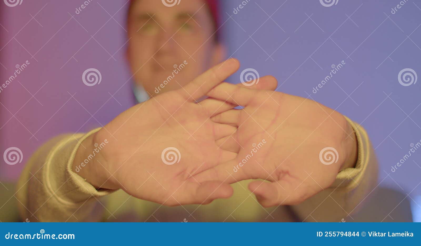 Man Does Warm-up of Fingers Hands before Video Game. Ready Start ...