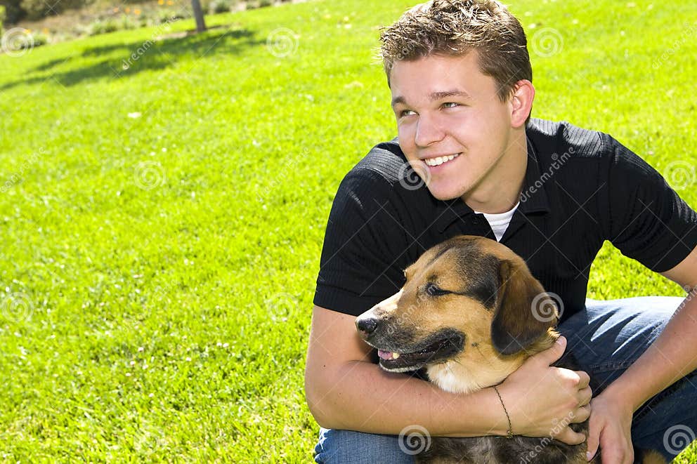 Man and dog stock photo. Image of cute, adult, embracing - 10143612