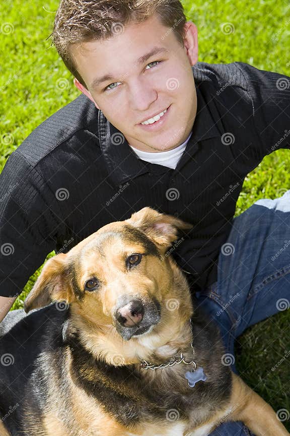 Man and dog stock photo. Image of holding, happy, active - 10232192