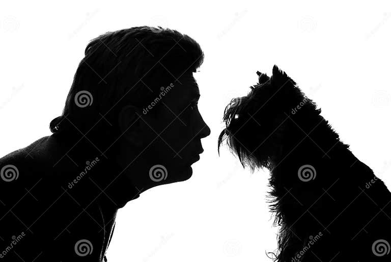The man and dog stock photo. Image of silhouette, design - 3958668