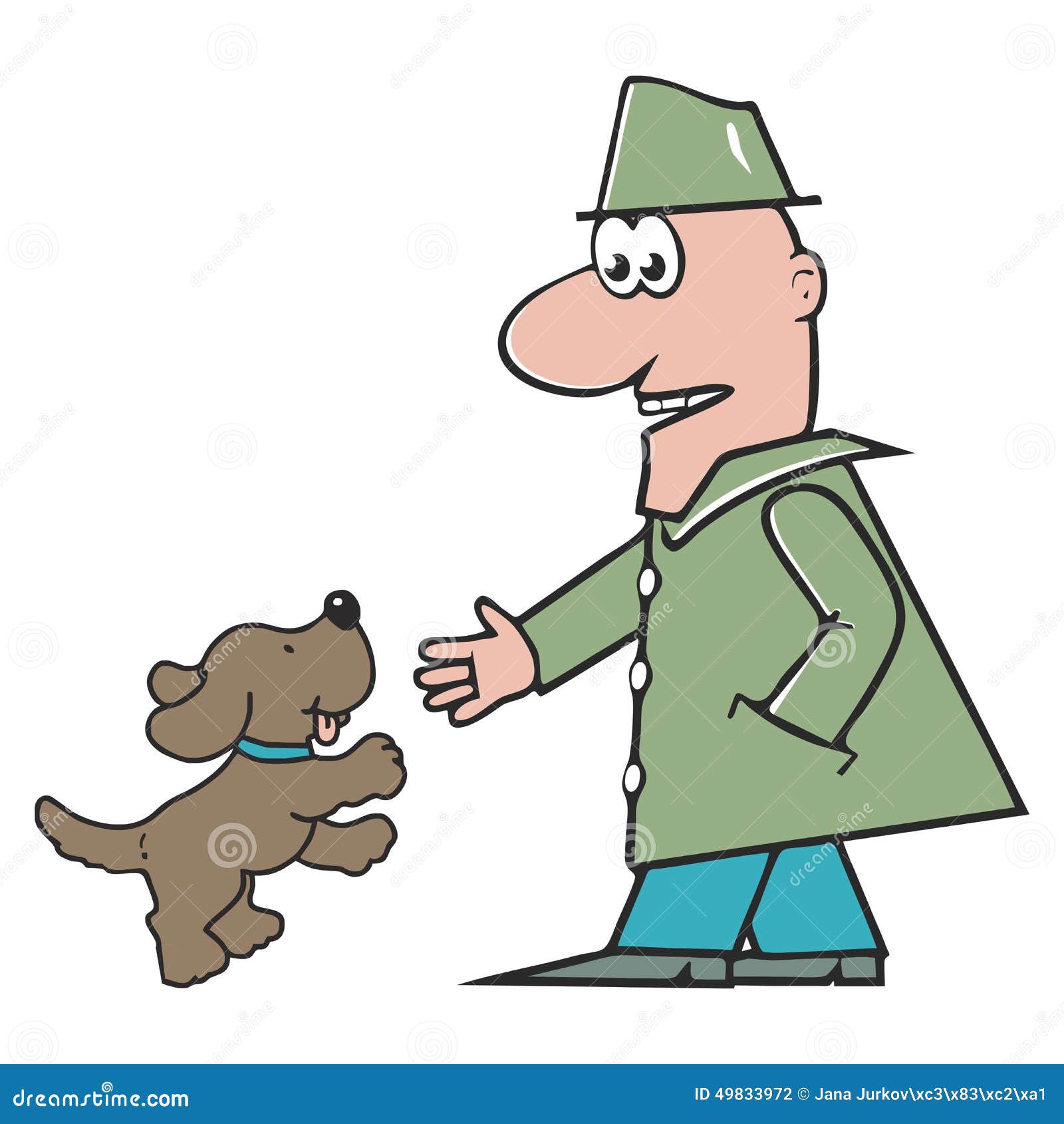 Man and Dog, Vector Illustration Stock Vector - Illustration of breeder ...
