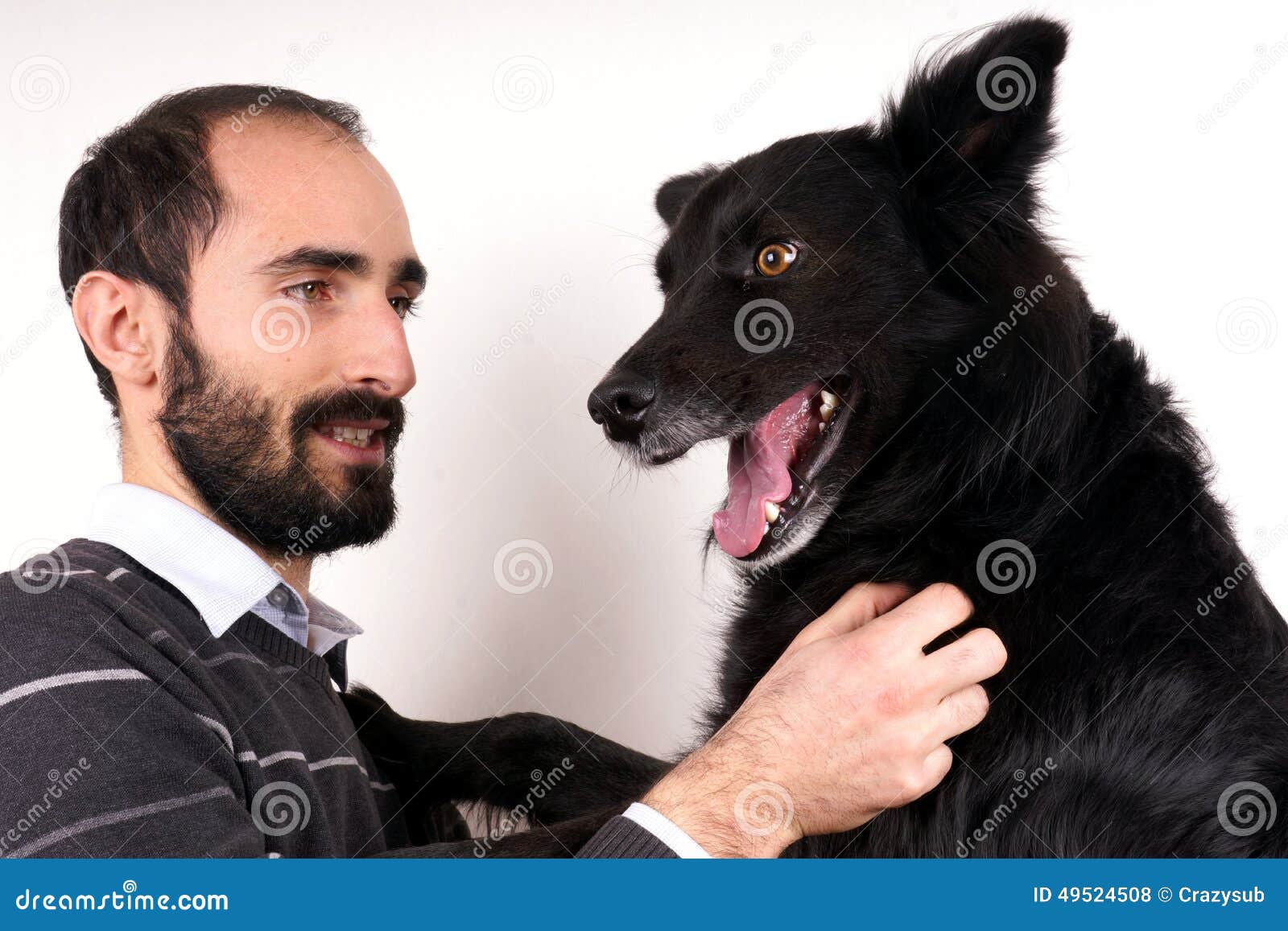 Man and dog stock photo. Image of love, caucasian, smile - 49524508