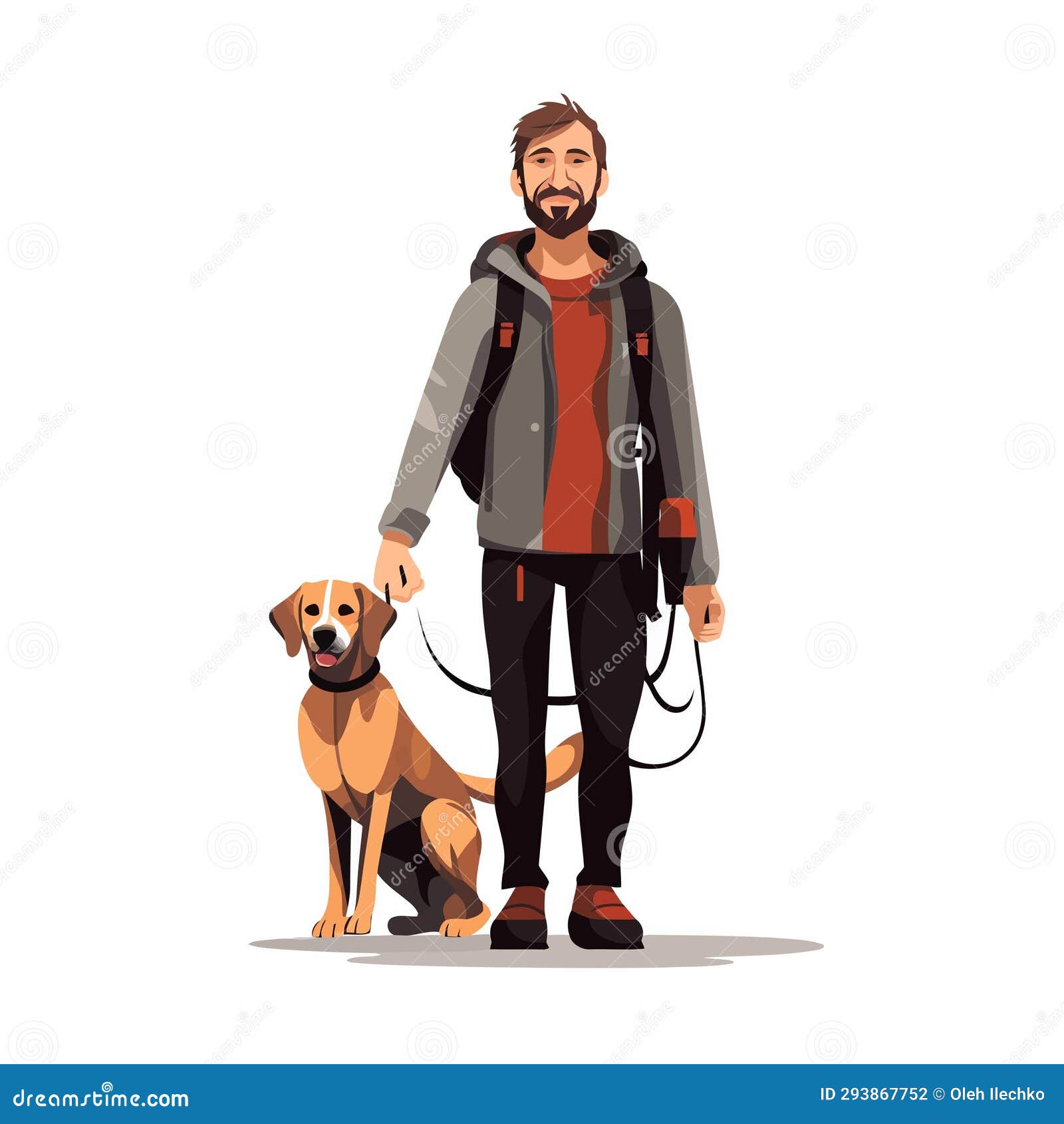 Man with Dog Vector Flat Minimalistic Isolated Illustration Stock ...