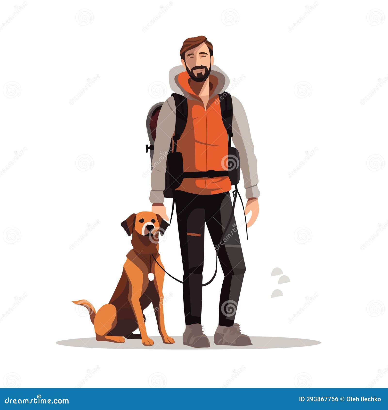 Man with Dog Vector Flat Minimalistic Isolated Illustration Stock Photo ...