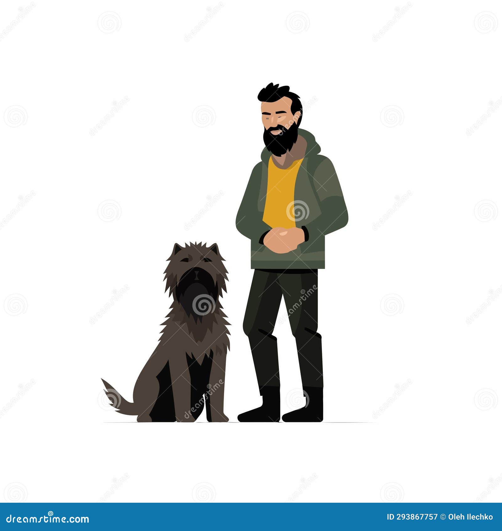 Man with Dog Vector Flat Minimalistic Isolated Illustration Stock Image ...