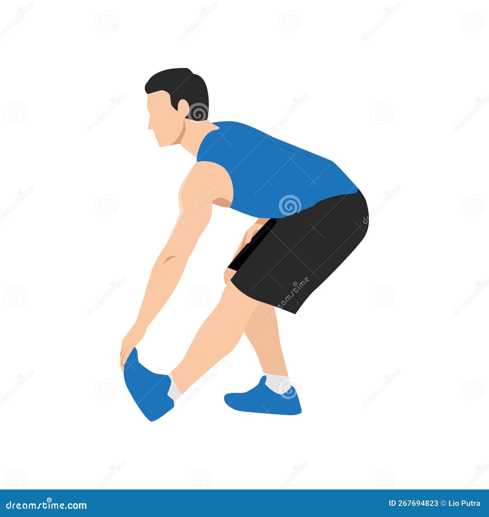 Man Doing Active Hamstring Stretch Exercise. Flat Vector Illustration ...