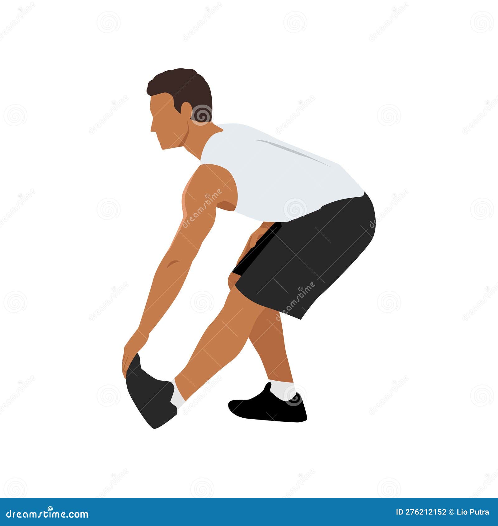 Man Doing Active Hamstring Stretch Exercise. Flat Vector Stock ...