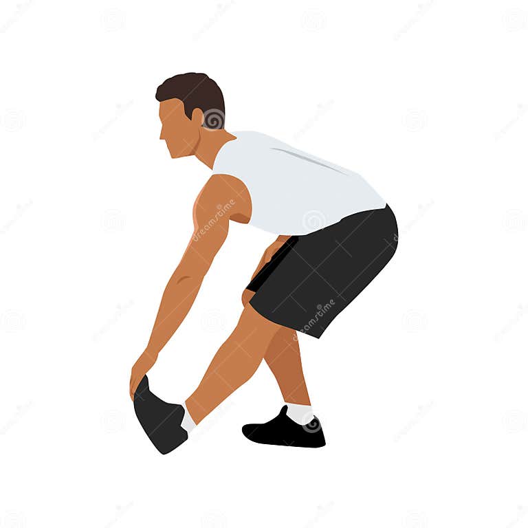 Man Doing Active Hamstring Stretch Exercise. Flat Vector Stock ...