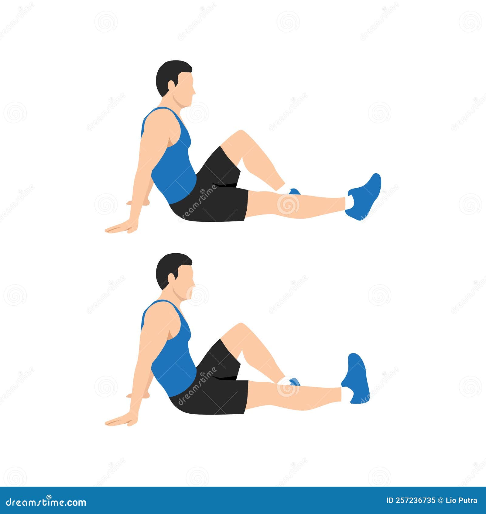 Man Doing Ankle Circles Rotations Or Rolls Exercise. Flat Vector Stock ...