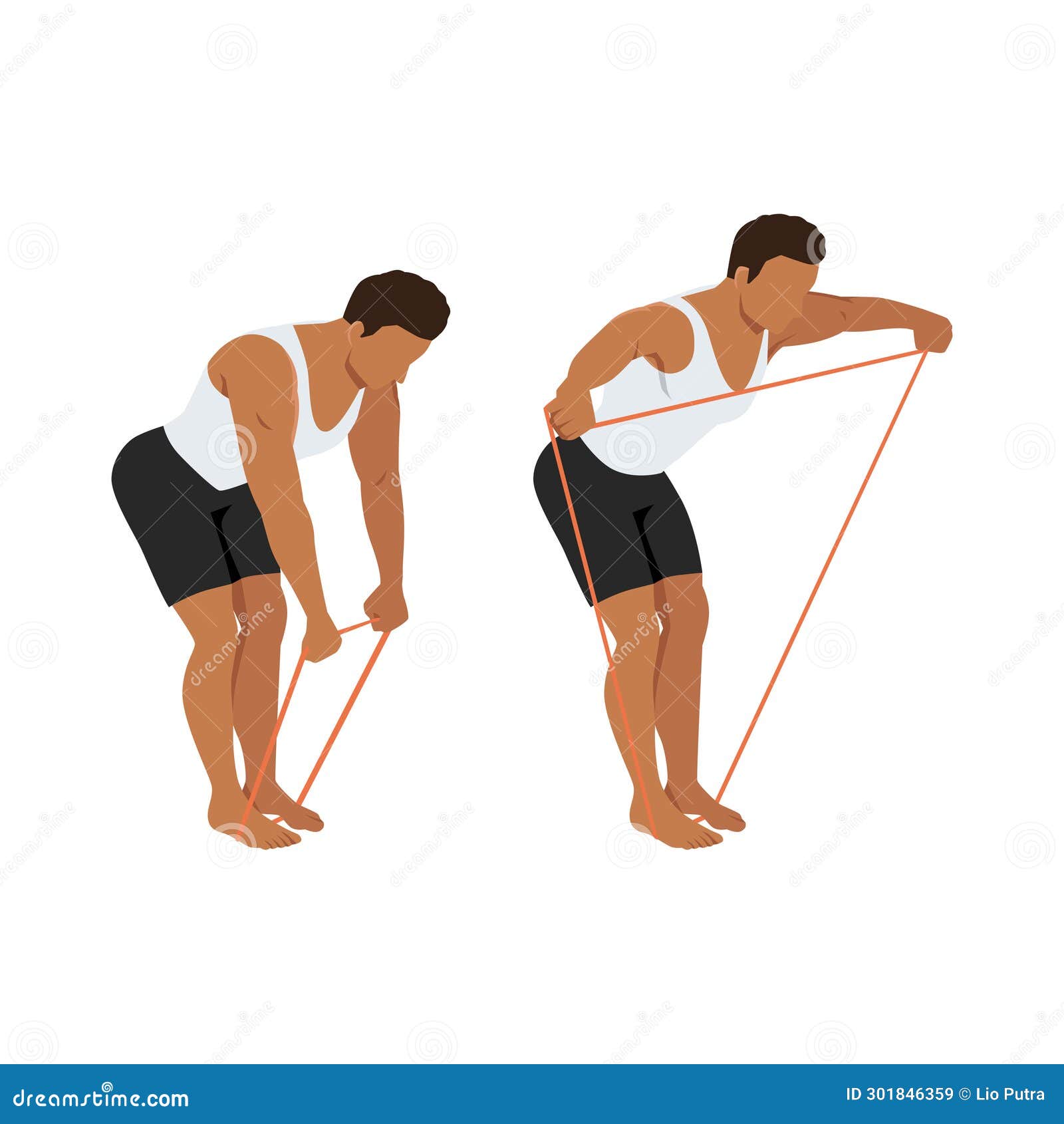 Man Doing Banded Reverse Lateral Fly Exercise Stock Illustration ...