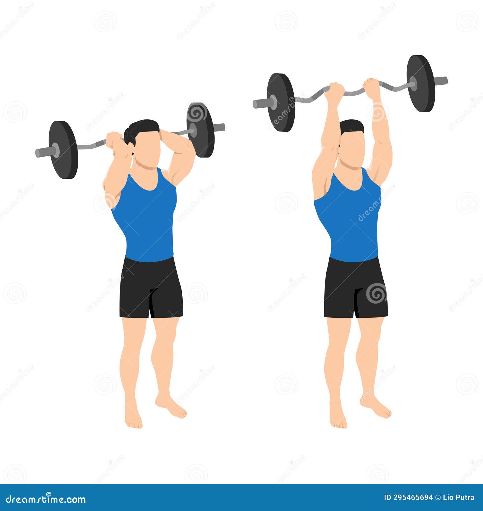 Tricep Extension Exercise Outline Cartoon Vector | CartoonDealer.com ...