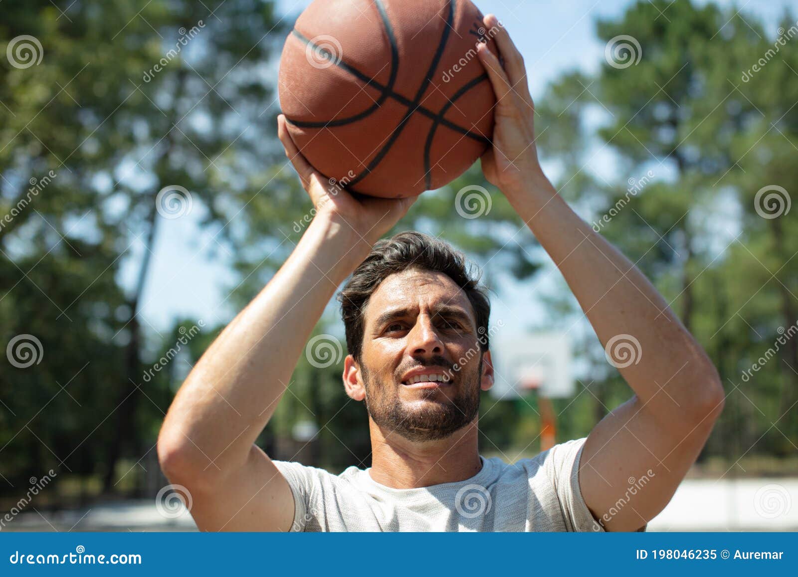 Man doing basketball shot stock image. Image of jumping - 198046235