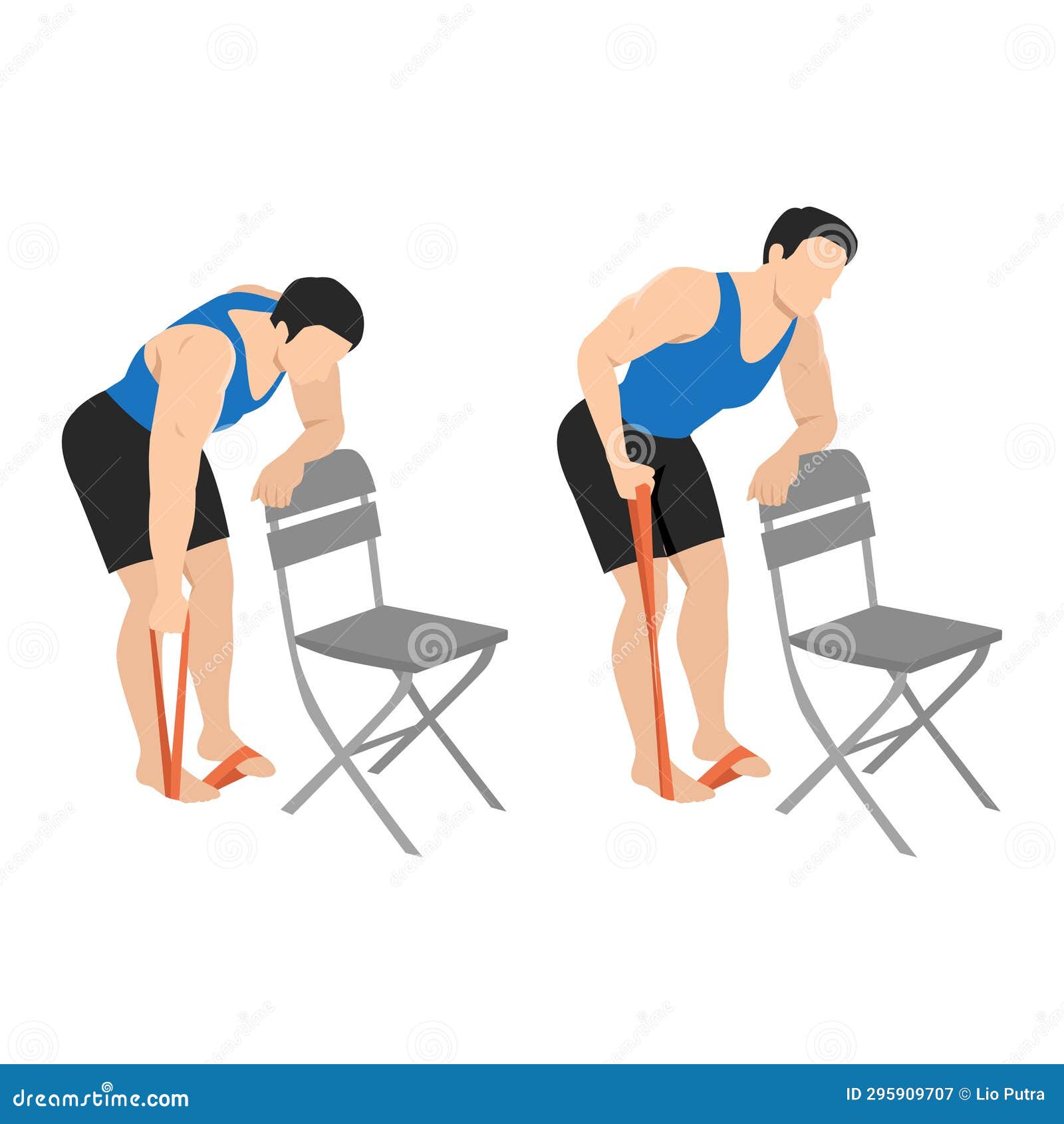 Man Doing Banded Reverse Lateral Fly Exercise Vector Illustration ...