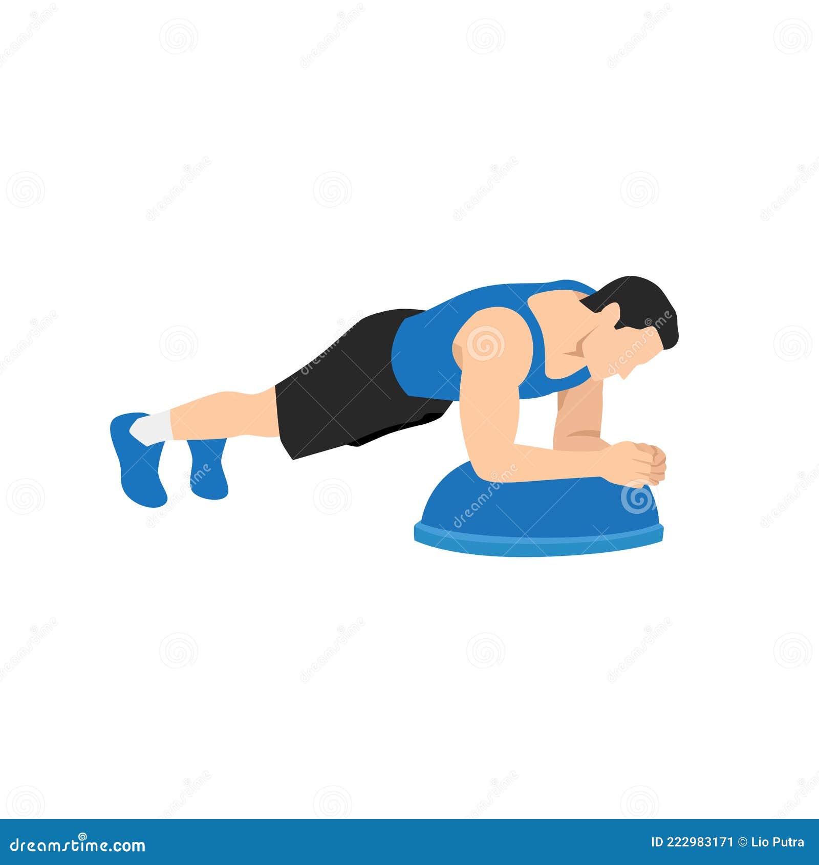 Man Doing Bosu Ball Mountain Climber. Abdominals Royalty-Free Cartoon ...