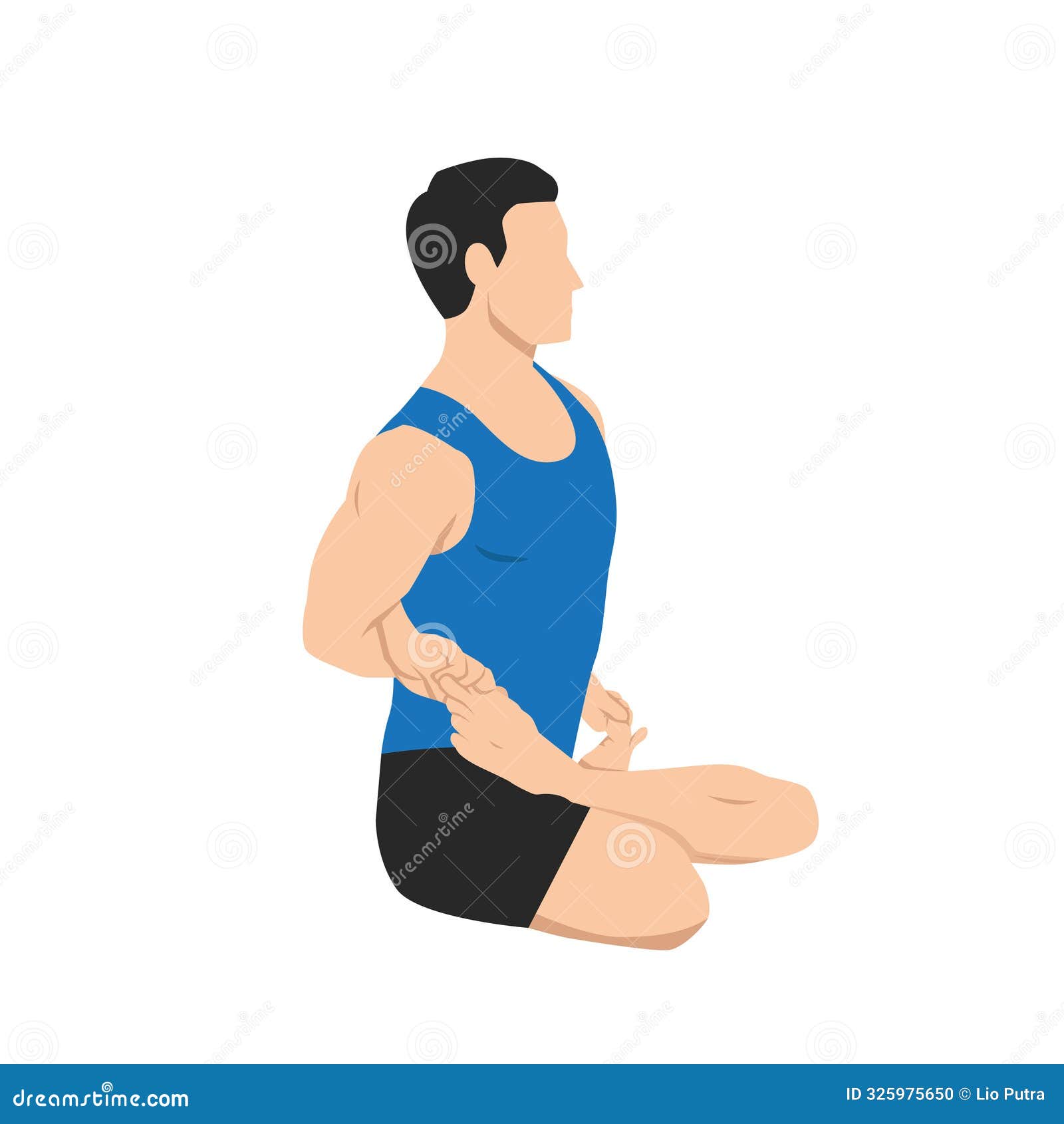 Man Doing Bound Angle Pose Baddha Konasana Exercise Vector Illustration ...