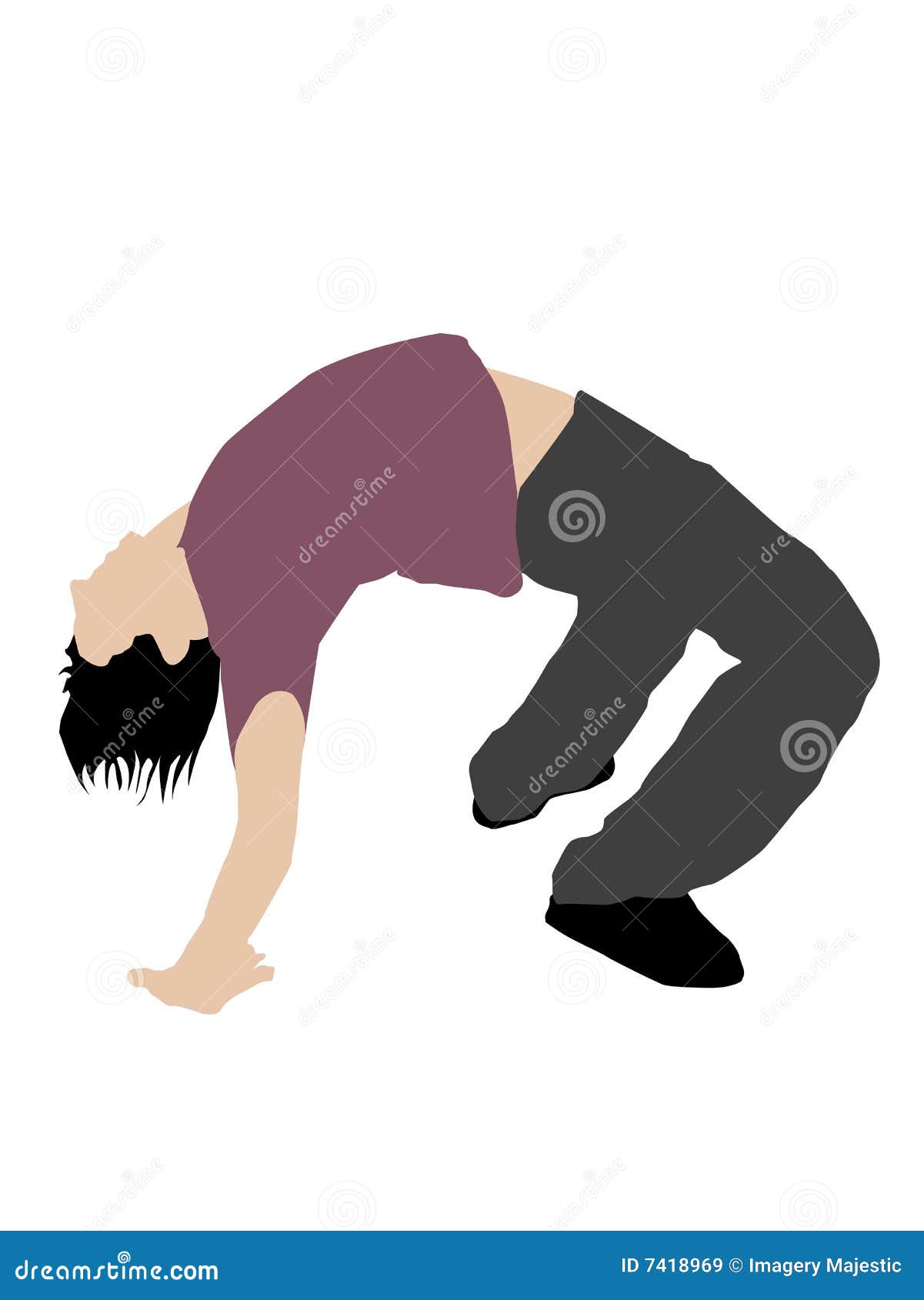 Man doing bridge stretch stock illustration. Illustration of silhouette ...