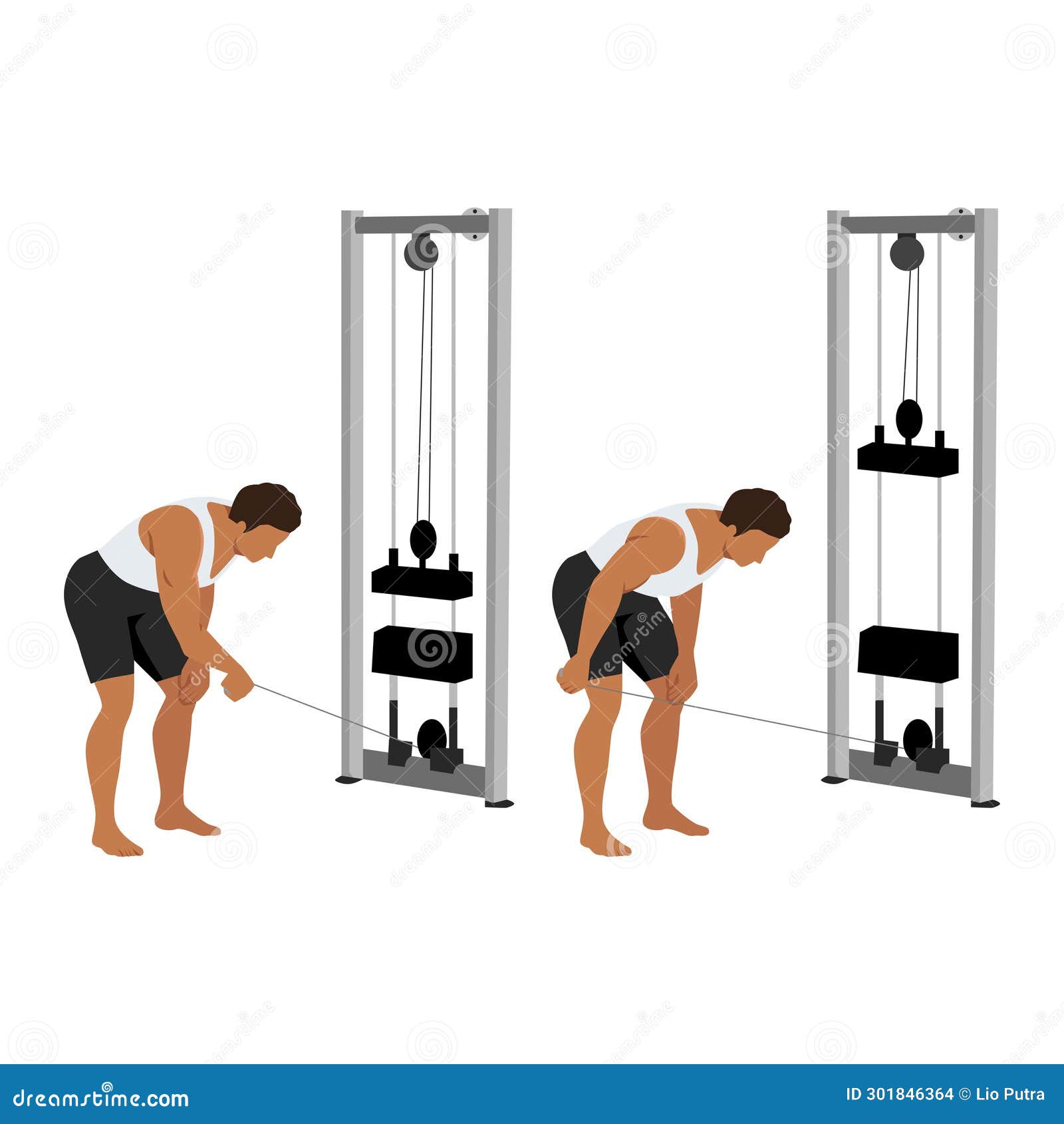 Man Doing Cable Bent Over One Arm Lateral Raise Exercise Stock ...