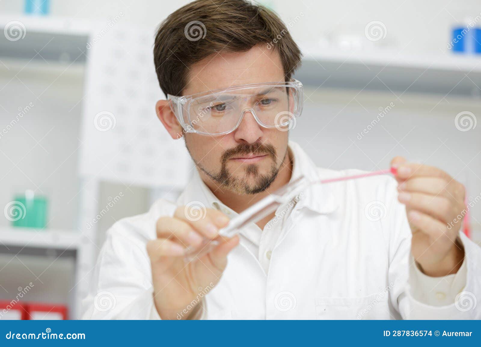 Man Doing Chemical Experiments Stock Photo - Image of biological ...