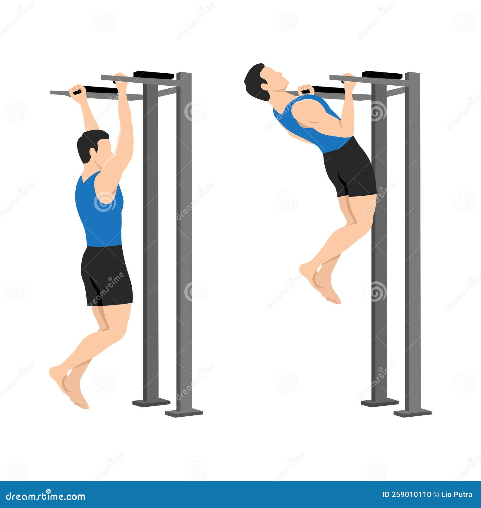 Man Doing Chin Ups Workout. Pull Up With Supinated Lat Pulldown Reverse ...