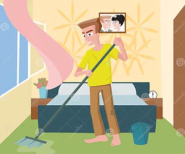 Man doing chore work stock vector. Illustration of housework - 76546082