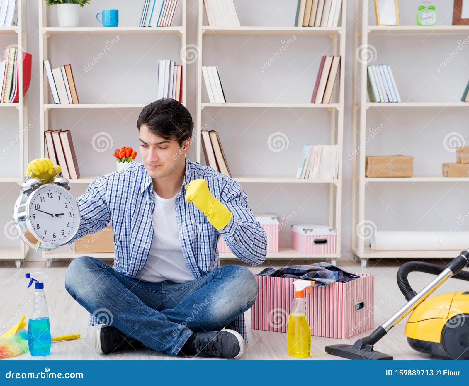 Man doing cleaning at home stock image. Image of delayed - 159889713
