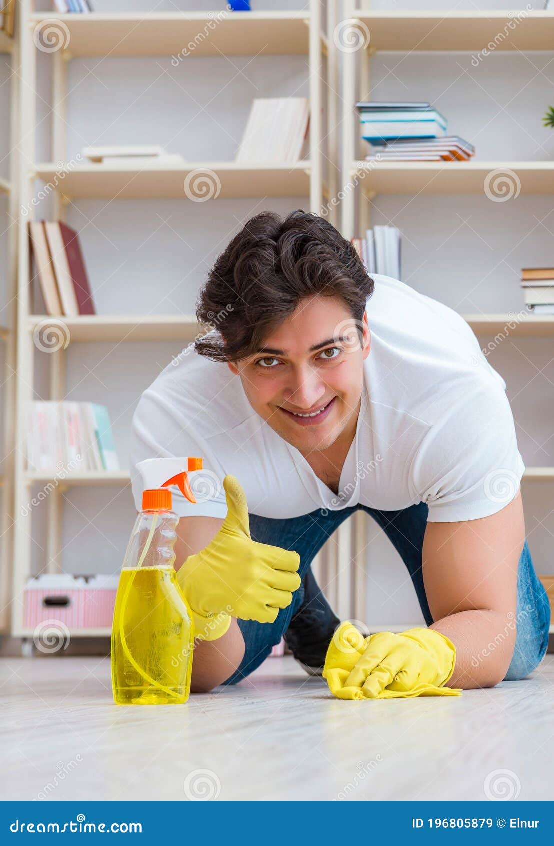 Man doing cleaning at home stock image. Image of cleaning - 196805879