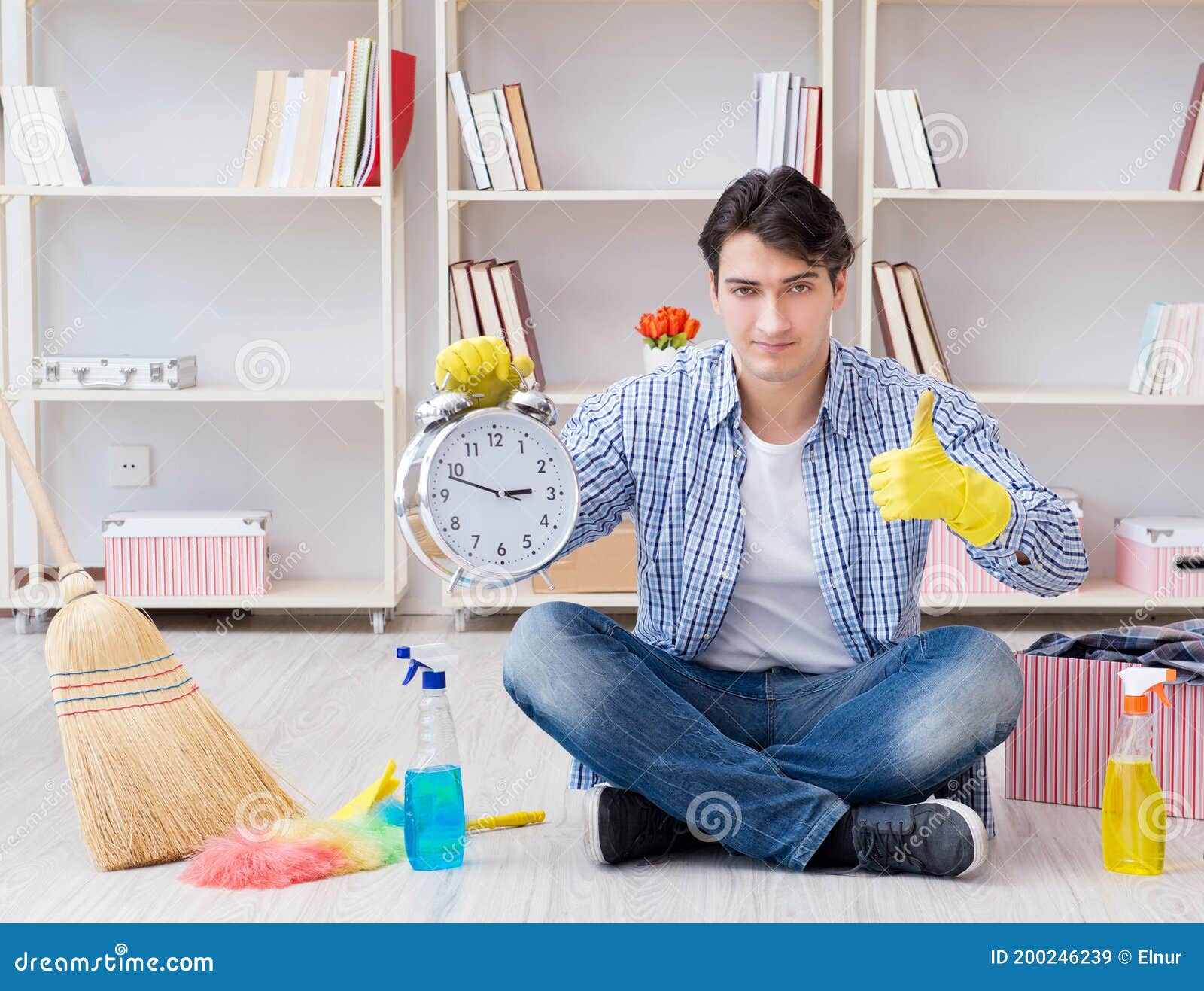 The Man Doing Cleaning at Home Stock Image - Image of husband, cleaner ...