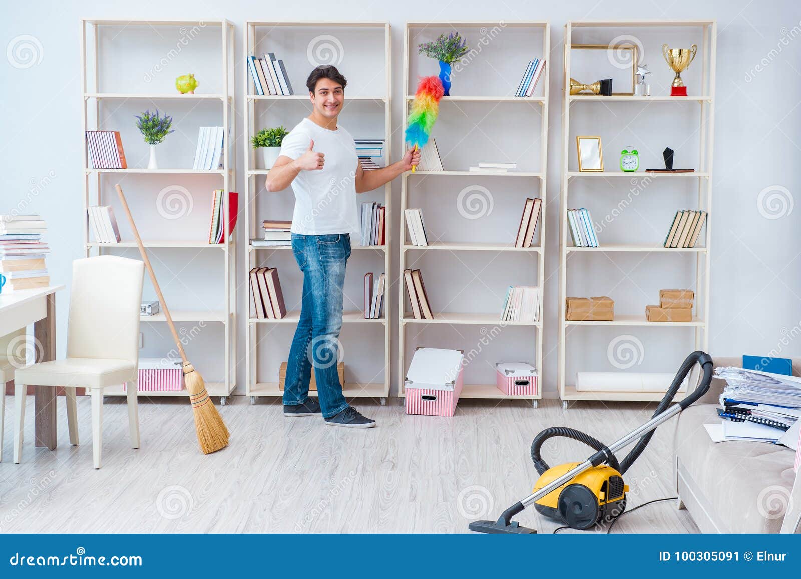 The Man Doing Cleaning at Home Stock Image - Image of household ...