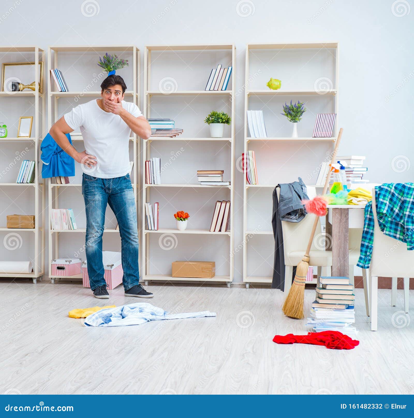 Man doing cleaning at home stock photo. Image of cleaning - 161482332