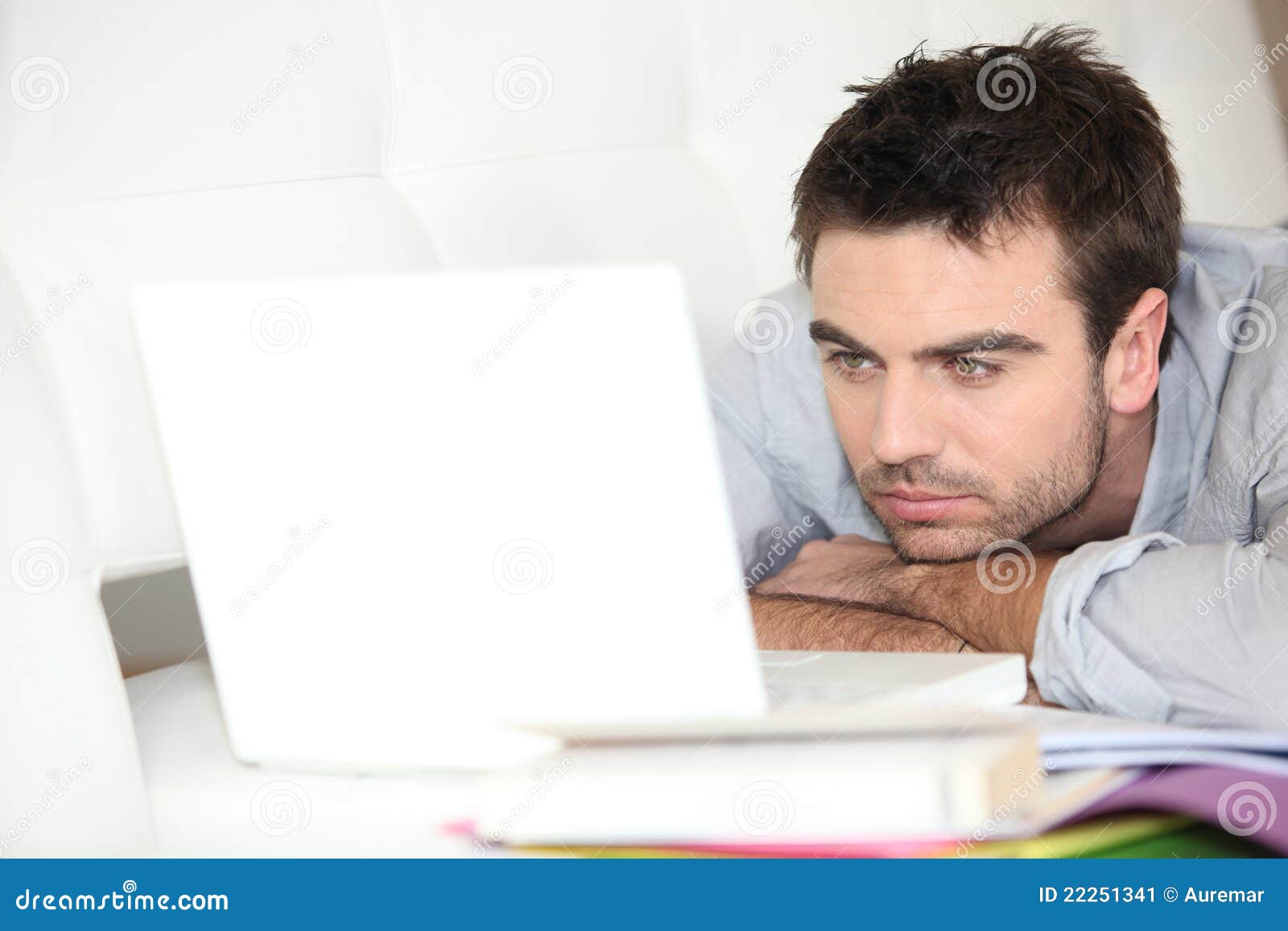 Man doing computer work stock image. Image of files, pain - 22251341