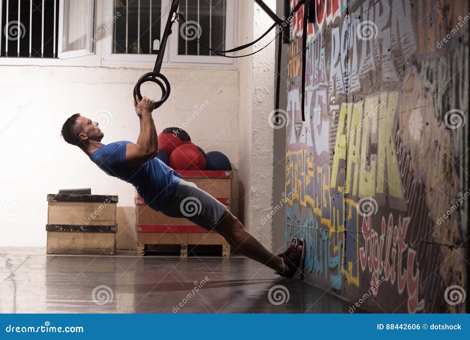 Man doing dipping exercise stock photo. Image of portrait - 88442606
