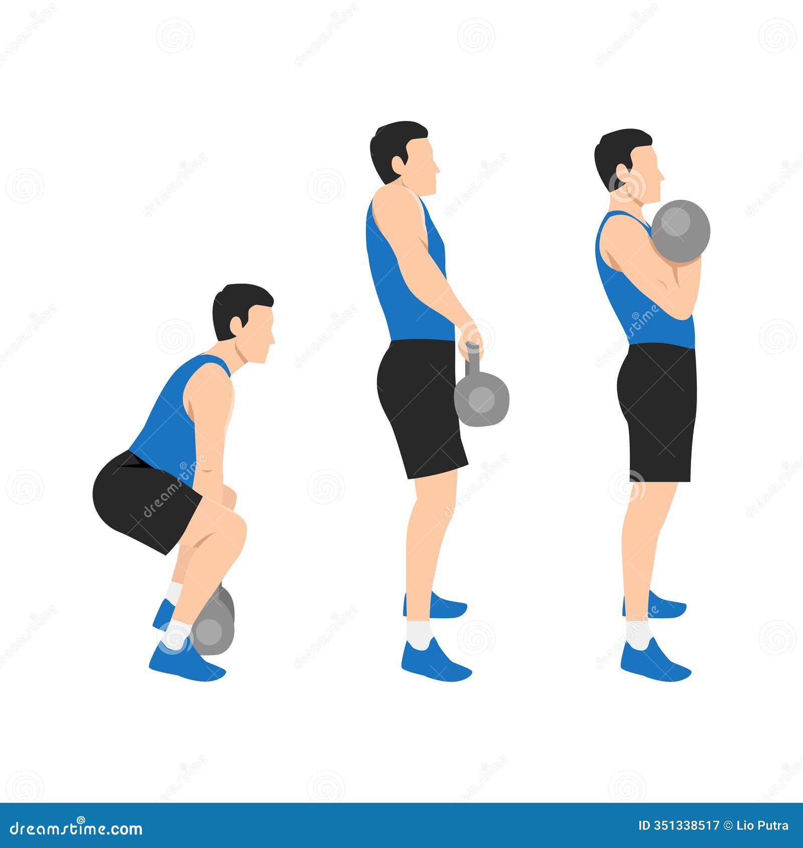 Man Doing Dead Bug Exercise. Abdominals Exercise. Stock Illustration ...