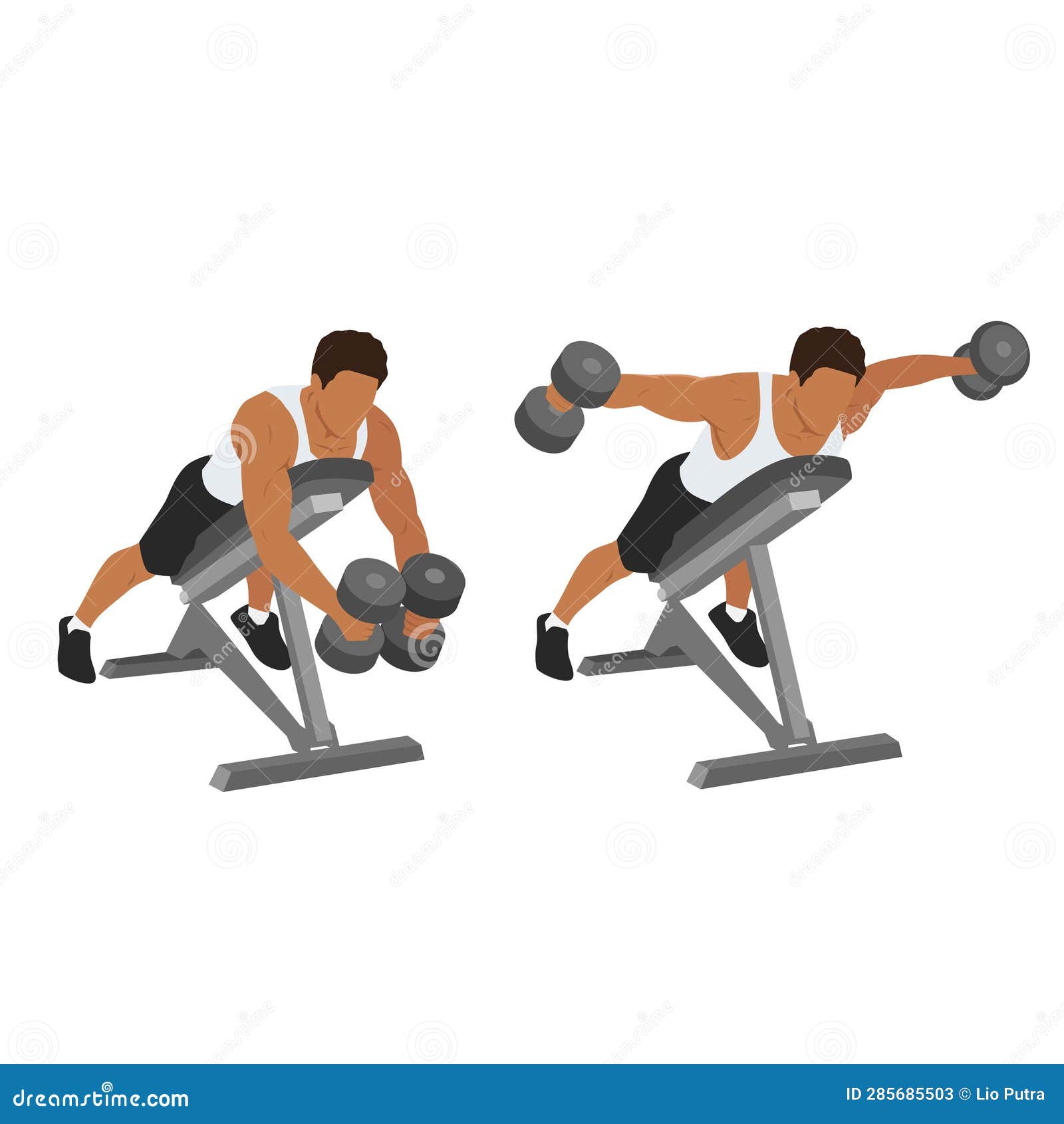 Man Doing Dumbbell Bent Over Chest Supported Reverse Flyes Stock ... Man Doing Dumbbell Bent Over Chest Supported Reverse Flyes Stock ...