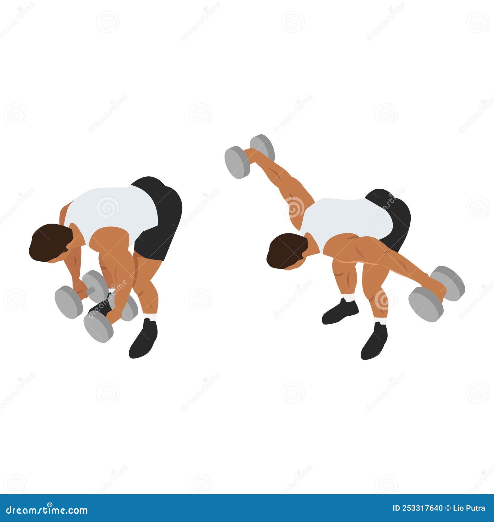Man Doing Dumbbell Bent Over Lateral Raise Top View. Flyes Exercise ... Man Doing Dumbbell Bent Over Lateral Raise Top View. Flyes Exercise ...