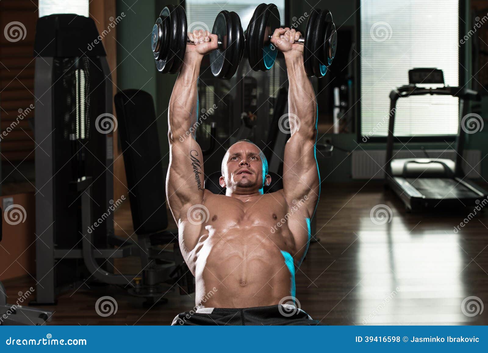 Man Doing Dumbbell Incline Bench Press Workout Stock Photo - Image of ...