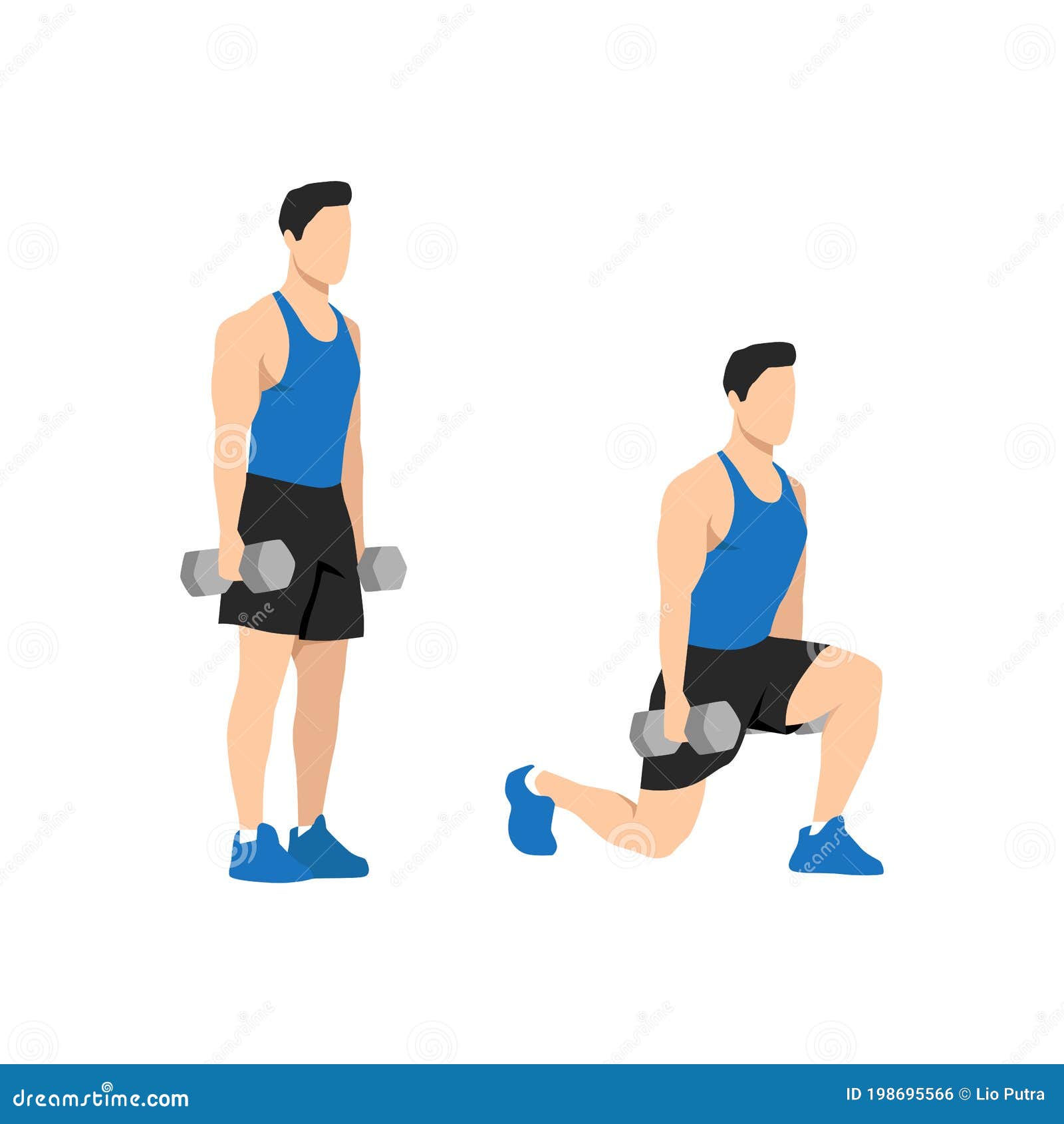 Dumbbell Lunges Exercise Illustration | CartoonDealer.com #232654796 Dumbbell Lunges Exercise Illustration | CartoonDealer.com #232654796