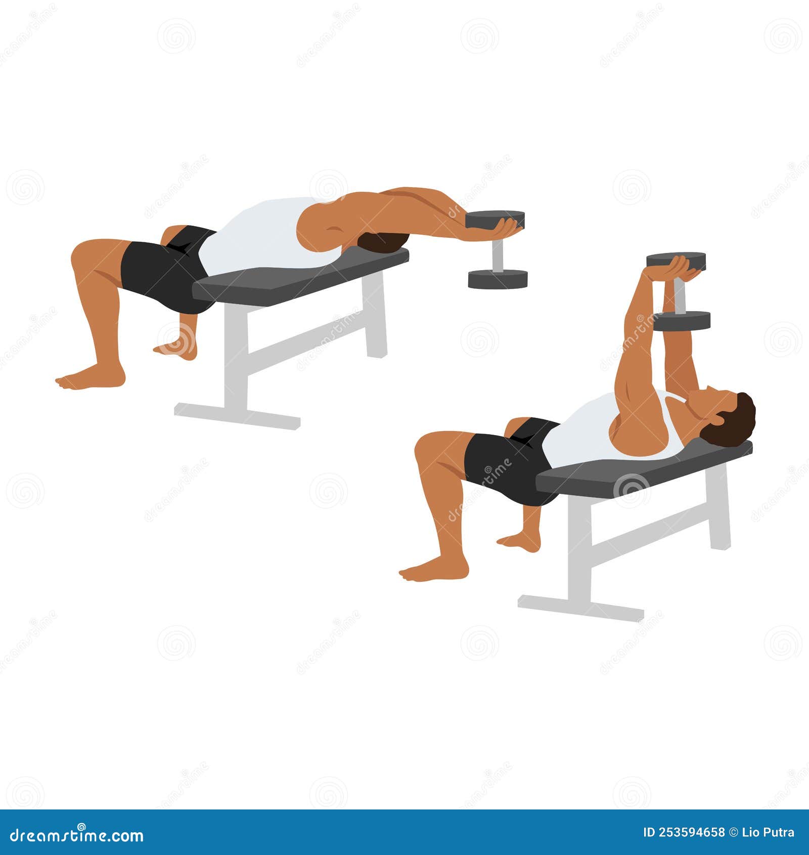Man Doing Dumbbell Pullover Exercise. Flat Vector Illustration Stock ... Man Doing Dumbbell Pullover Exercise. Flat Vector Illustration Stock ...