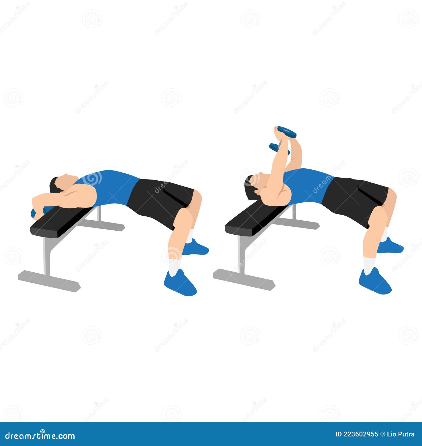 Man Doing Dumbbell Pullover Exercise. Flat Vector Stock Vector ... Man Doing Dumbbell Pullover Exercise. Flat Vector Stock Vector ...