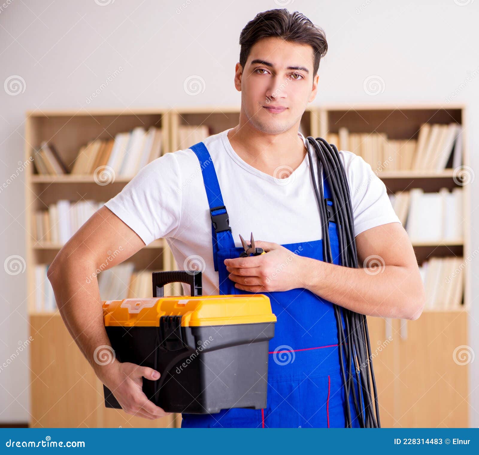 Man Doing Electrical Repairs at Home Stock Image - Image of cable ...
