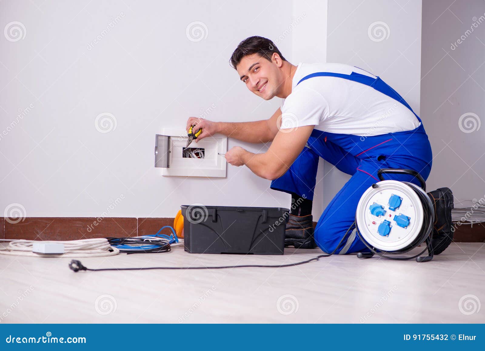 The Man Doing Electrical Repairs at Home Stock Photo - Image of ...