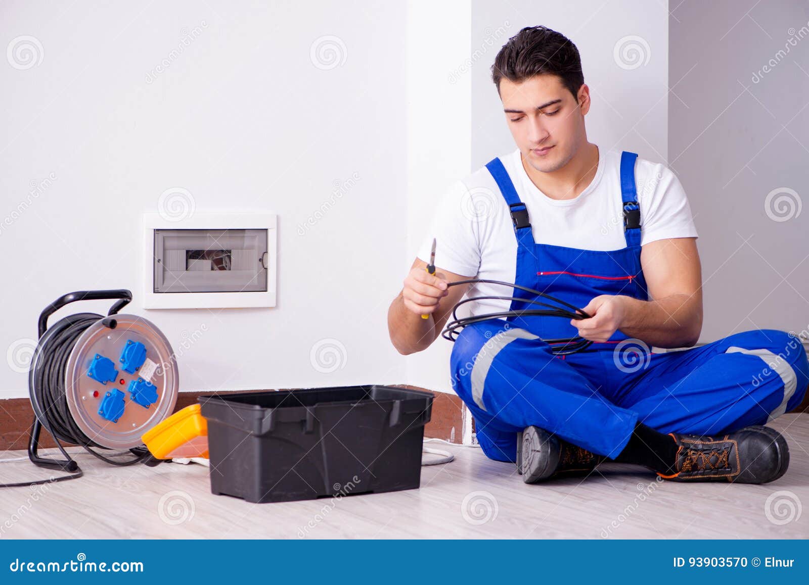 The Man Doing Electrical Repairs at Home Stock Photo - Image of builder ...