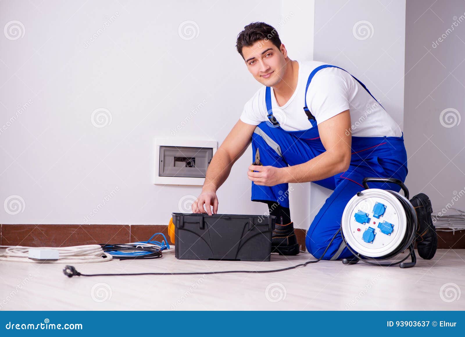 The Man Doing Electrical Repairs at Home Stock Image - Image of ...