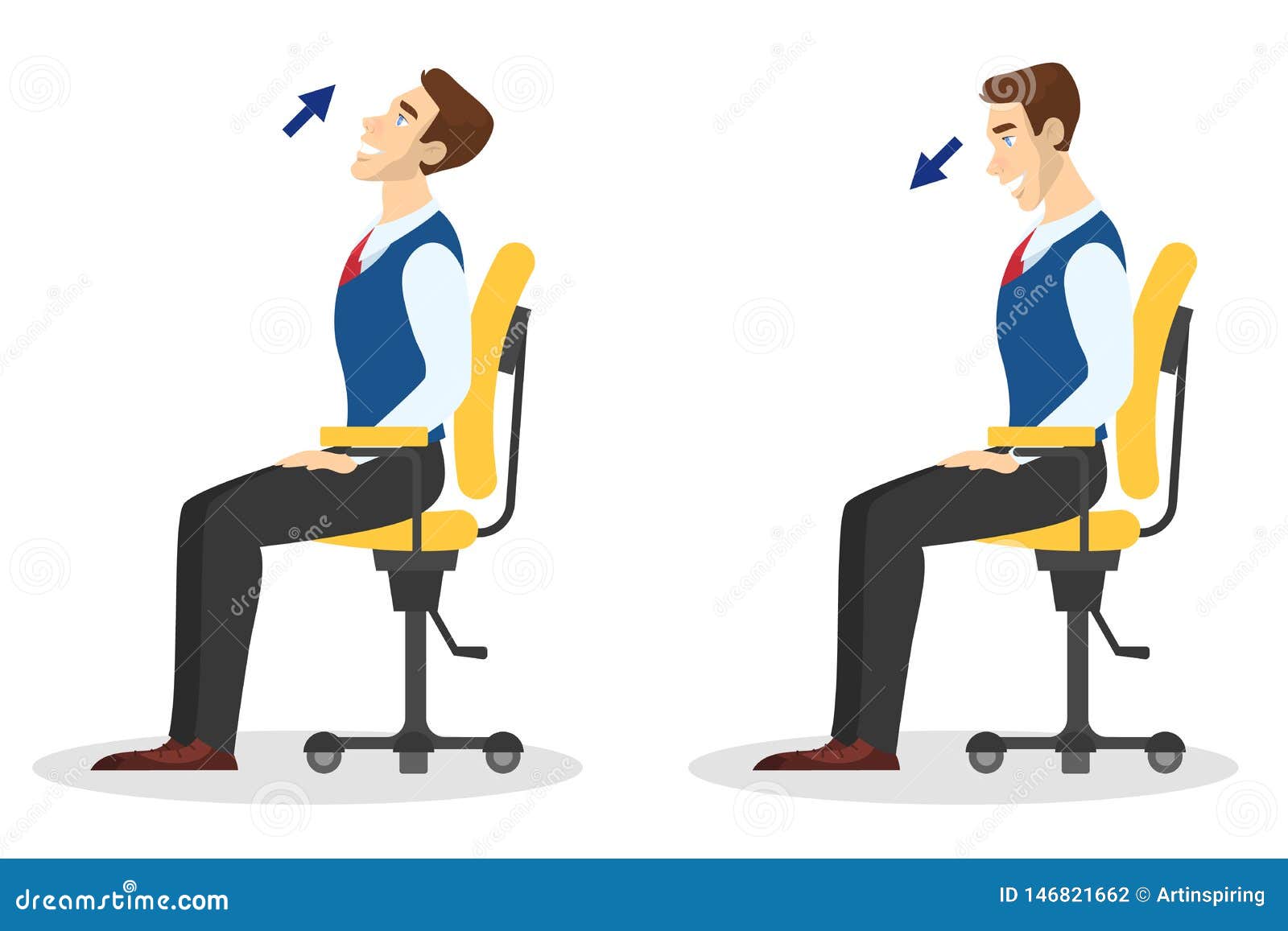Man Doing Exercise for Back Stretch in Office Stock Vector ...