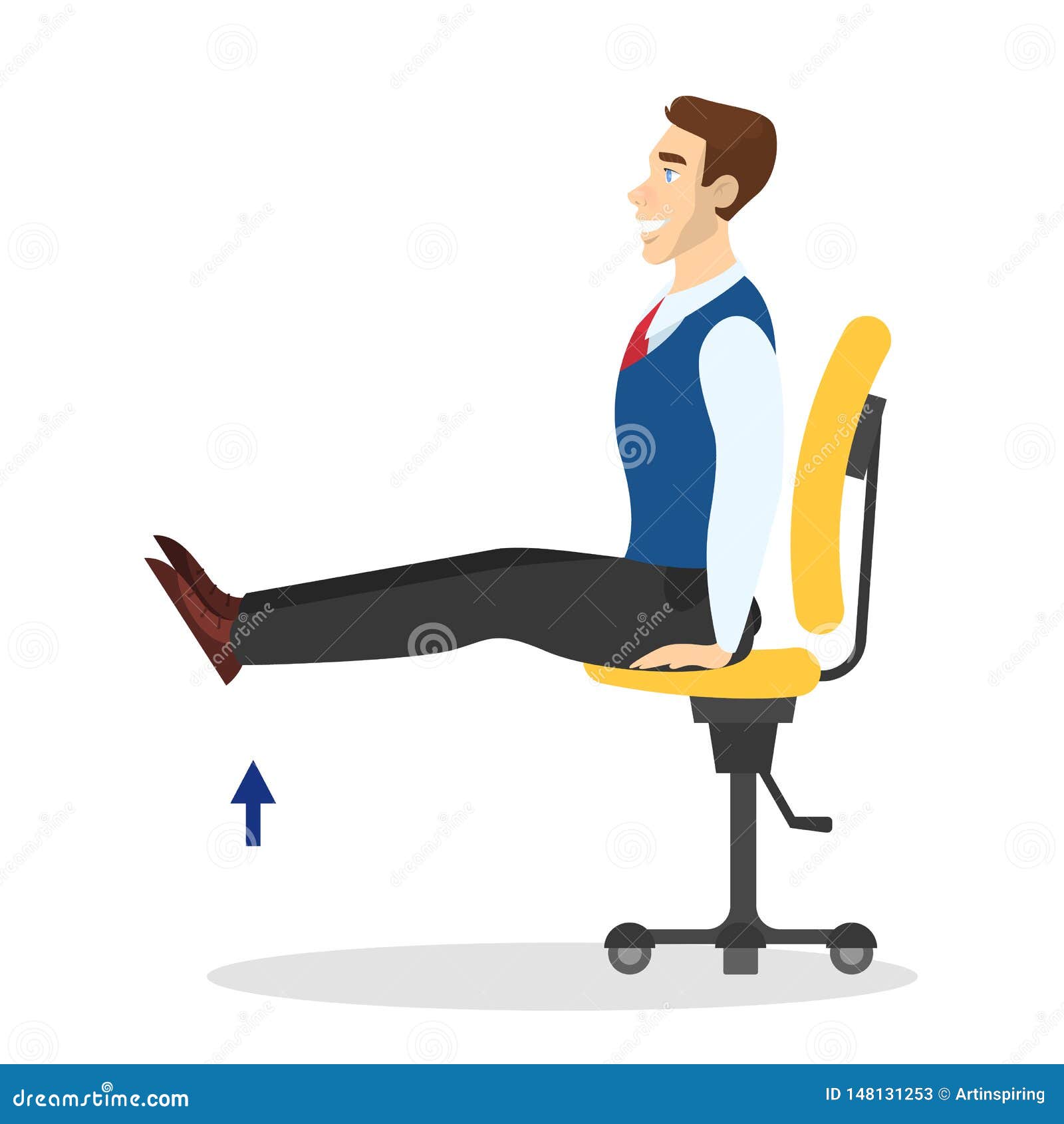 Man Doing Exercise for Leg Stretch in Office Stock Vector ...