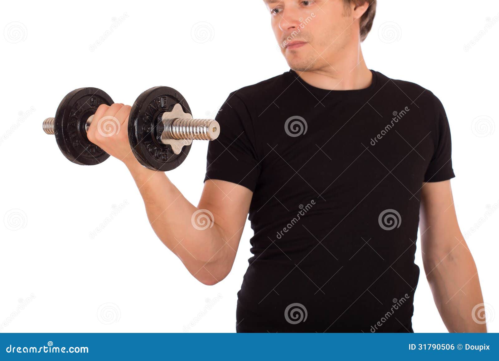 Man Doing Exercise with a Steel Dumbbell Stock Photo - Image of heavy ...
